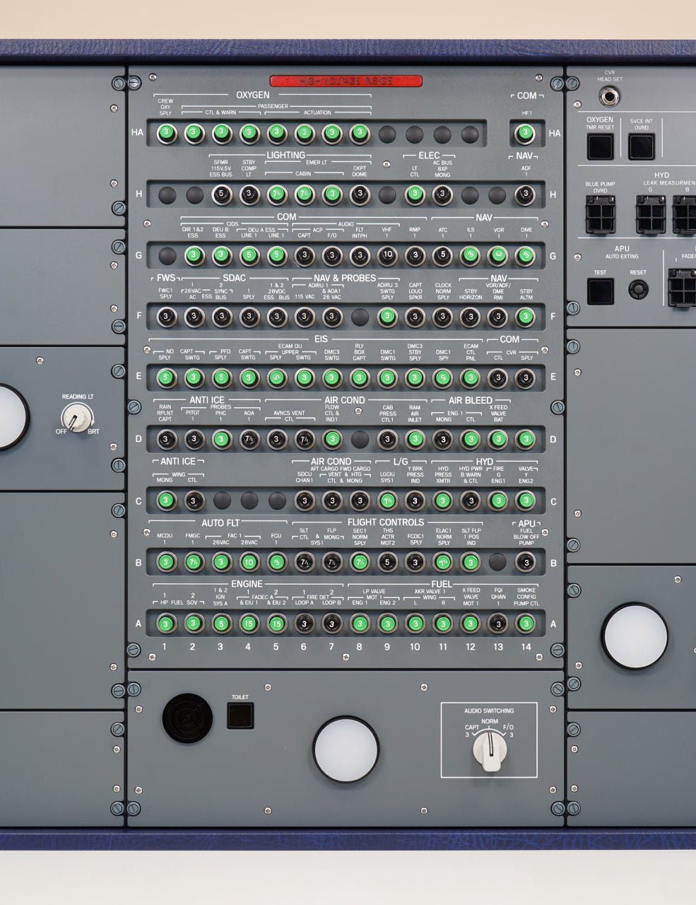 A32X Overhead Components for Airbus A320 cockpit builders.– SKALARKI electronics Ltd
